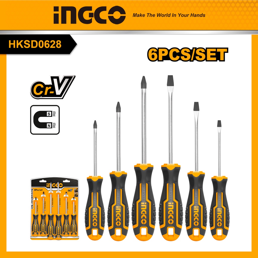 Bộ 6 Tua Vít INGCO CR-V Từ Tính Mạnh HKSD0628 | Shopee Việt Nam