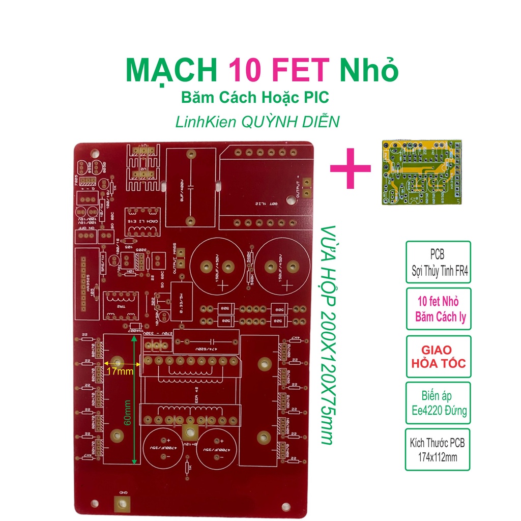 PCB 10 fet băm cách ly PIC, bo mạch kích điện phíp thủy tinh FR4 - linh ...