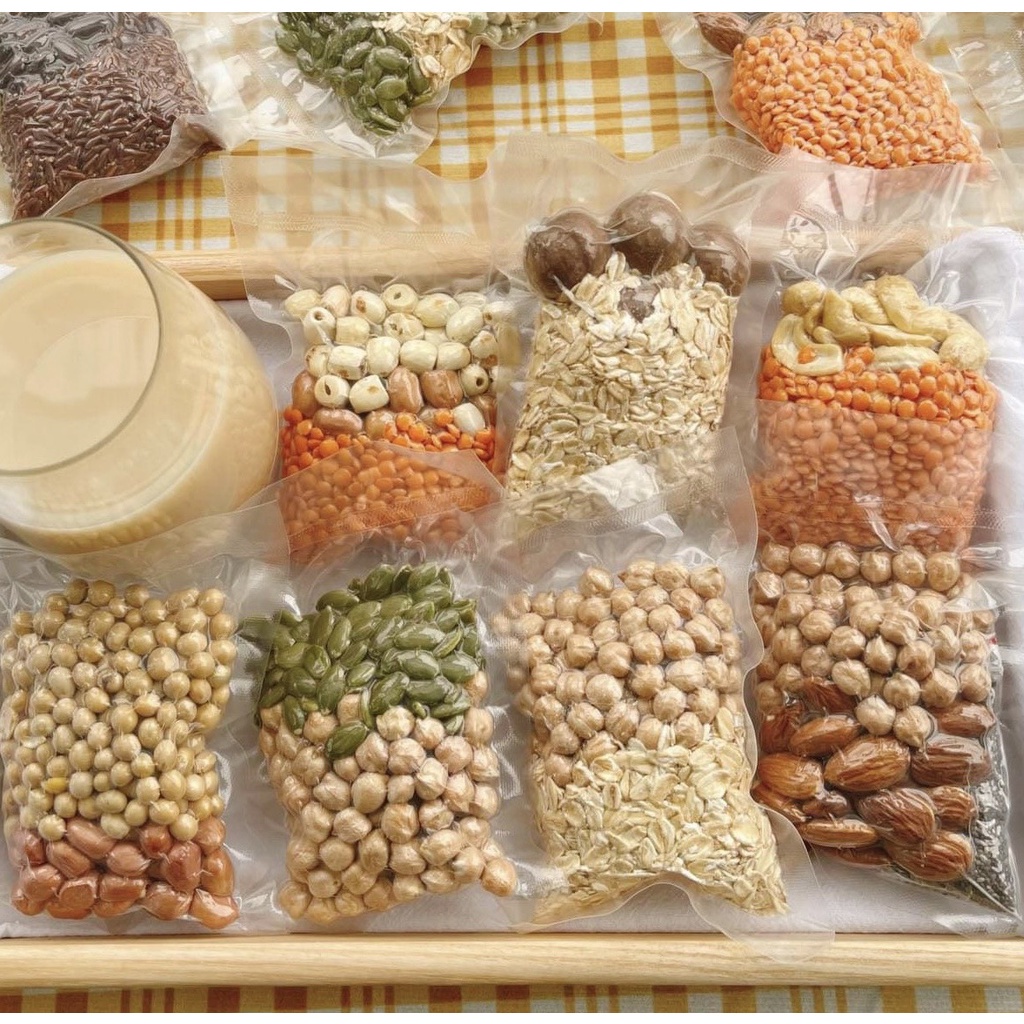 [SỮA HẠT KHÔNG NGÂM] Set hạt dinh dưỡng 100g làm sữa hạt mix sẵn 20 ngày tiên lợi nấu 1.5l sữa ...