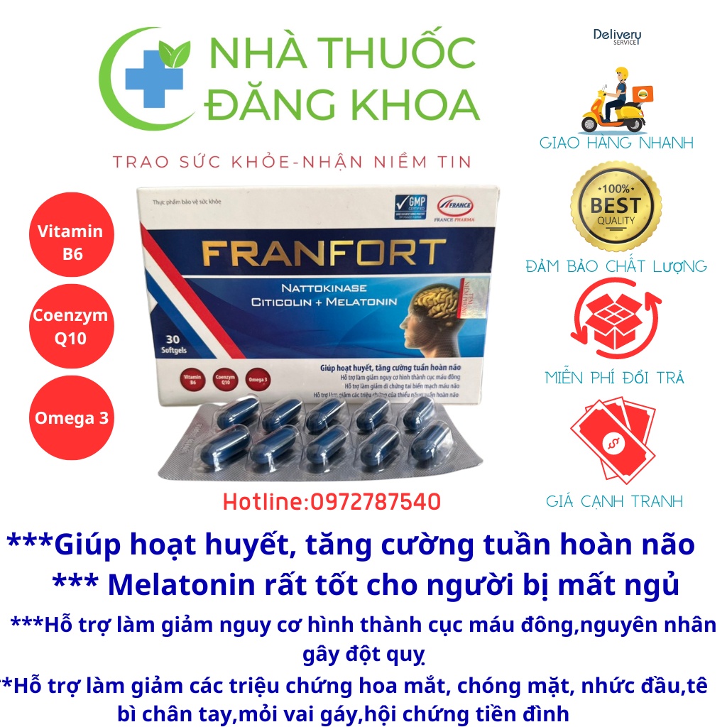 Viên uống hoạt huyết, tăng cường máu não FRANFORT phòng ngừa đột quỵ ...