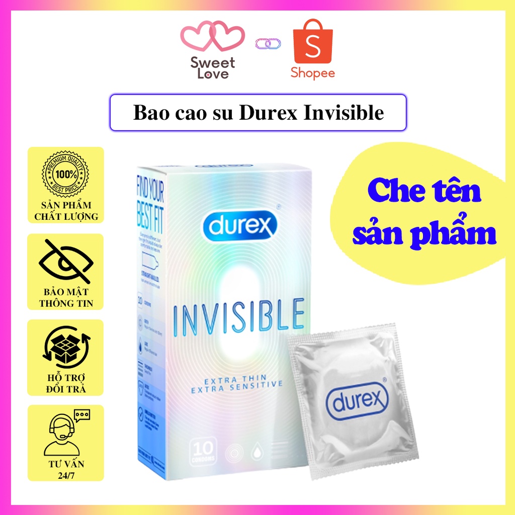 Bao cao su Durex Invisible - Bao cao su Sweet Love siêu mỏng vô hình 12 ...
