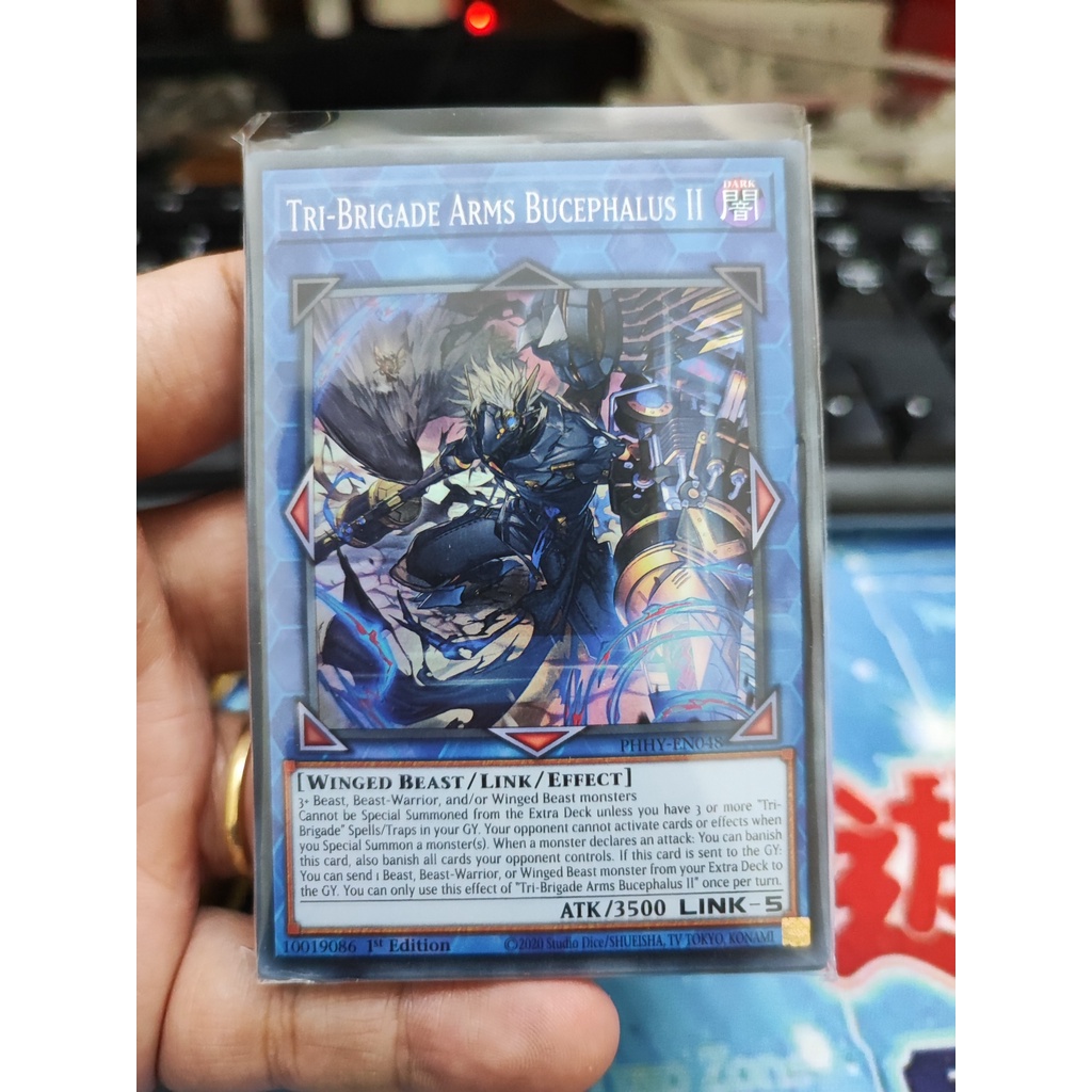 [Yugioh Funny Shop] 1 lá thẻ bài Tri-Brigade Arms Bucephalus II - PHHY-EN048 - Super Rare 1st ...