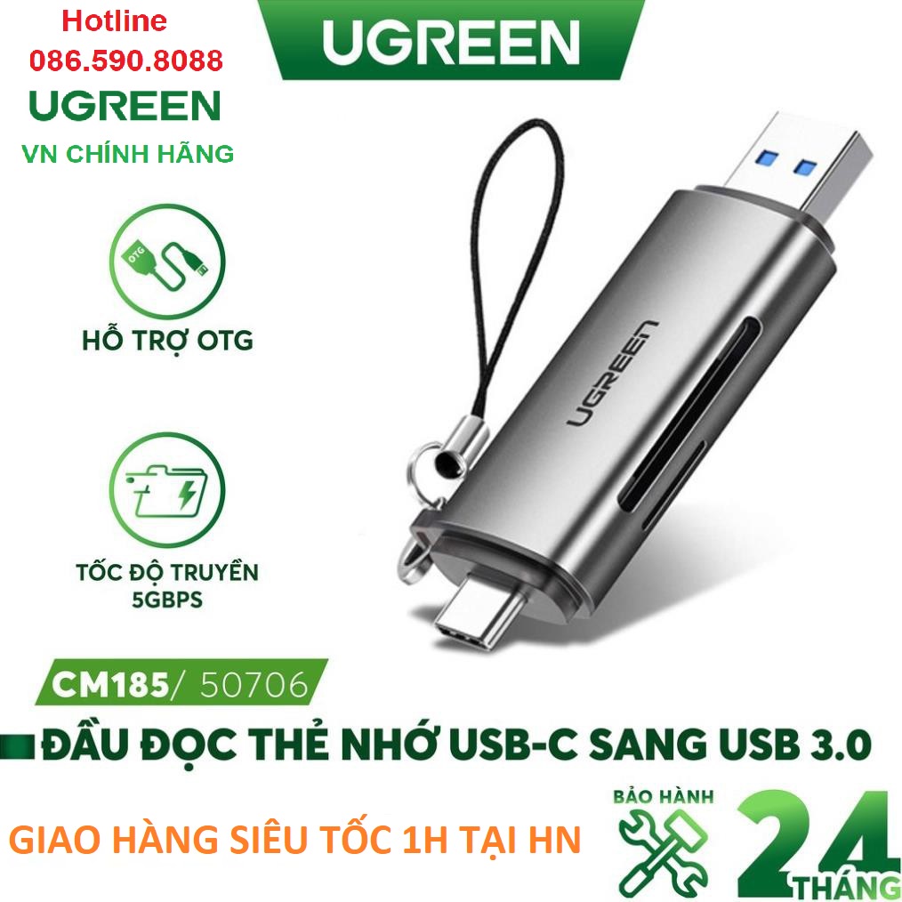 Đầu đọc thẻ nhớ SD/TF chuẩn USB Type C và USB 3.0 Ugreen 50706 - Hàng chính hãng | Shopee Việt Nam