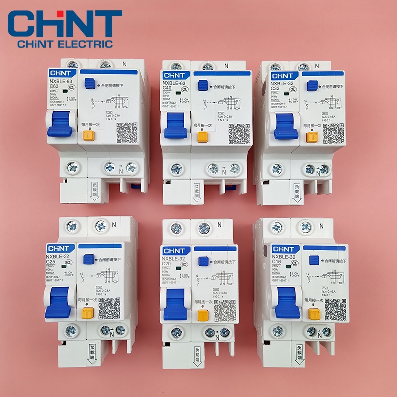 Aptomat chống giật CB NXBLE-32 NXBLE-63 CHINT ELCB cầu dao chống rò điện 1P+N 16A 20A 25A 32A ...