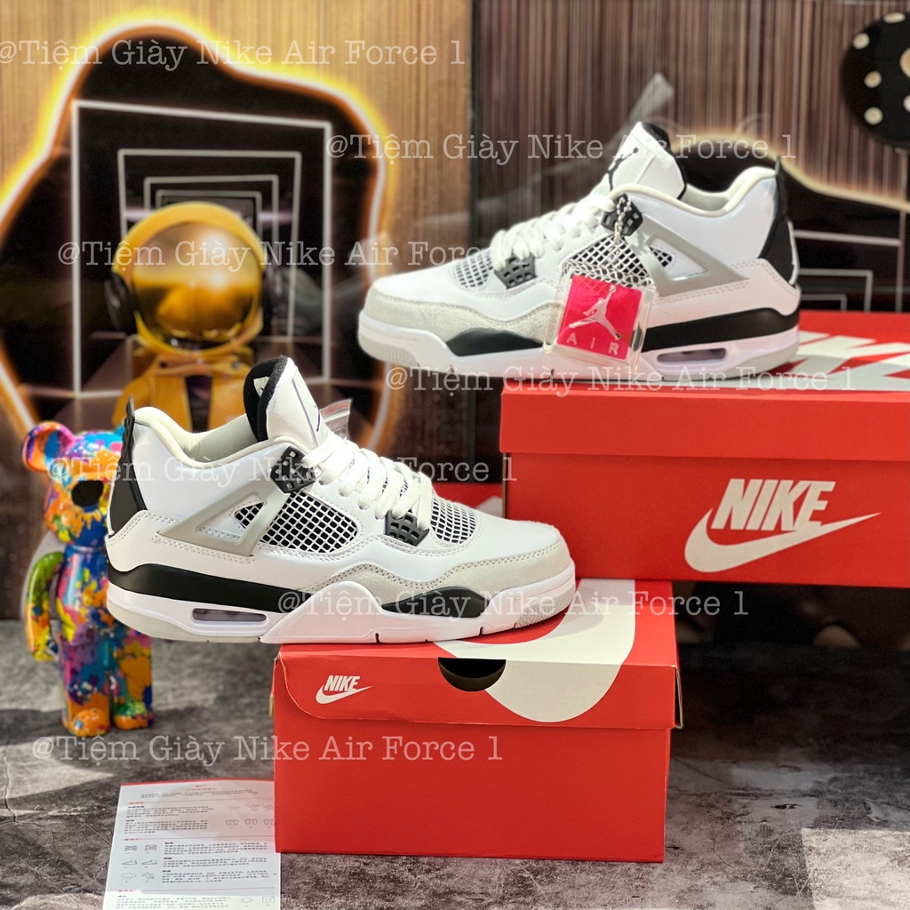 Giày Thể Thao Jordan 4 Off White Retro GS Military Black JD4 Đen Trắng ...
