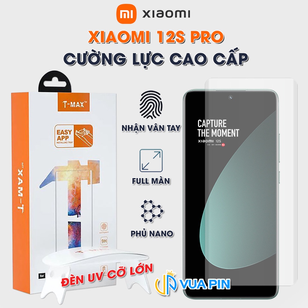 Kính cường lực Xiaomi 12S Pro nhận vân tay màn hình đèn UV cỡ lớn T-Max ...