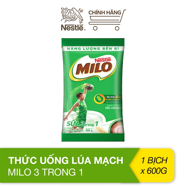 Thức uống lúa mạch Milo 3 trong 1 (bịch 600g) | Shopee Việt Nam