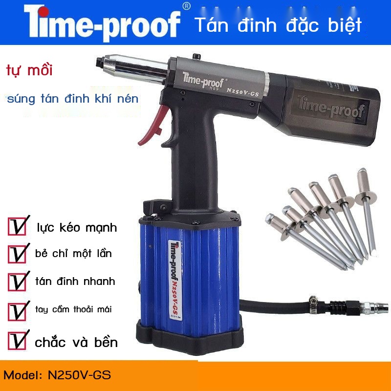 Súng bắn đinh tán khí nén Tebefu N250V-GS tự mồi thủy lực máy | Shopee Việt Nam