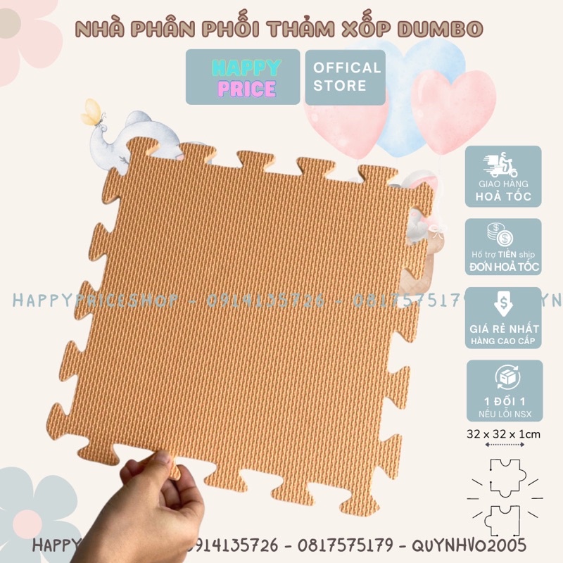 Thảm xốp ghép DUMBO MAT trơn kích 62*62cm lắp lọt lòng 60*60cm (cao cấp ...