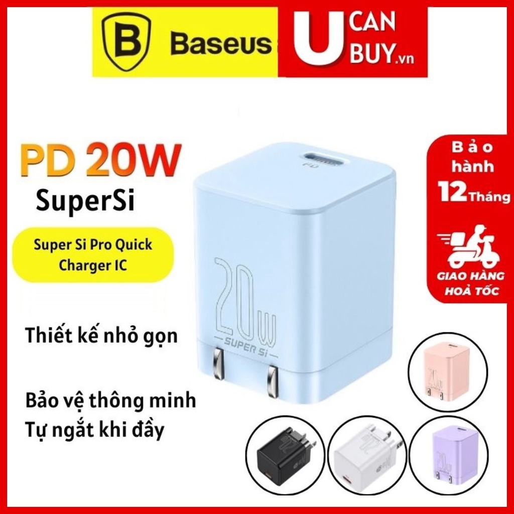 [Mới 2021]Bộ sạc nhanh Baseus PD 20W Si Pro cho iP13, Củ sạc nhanh iP 13 Baseus Super Si Pro ...