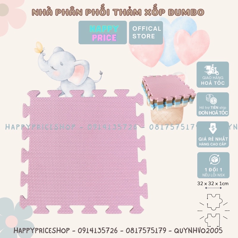 Thảm xốp ghép DUMBO MAT trơn kích 62*62cm lắp lọt lòng 60*60cm (cao cấp ...
