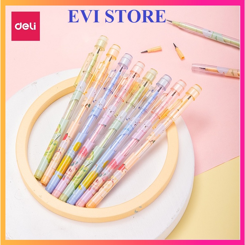 Set 4 bút chì khúc HB Deli C095 kèm đầu tẩy / Chì đốt Deli CC095-HB ...