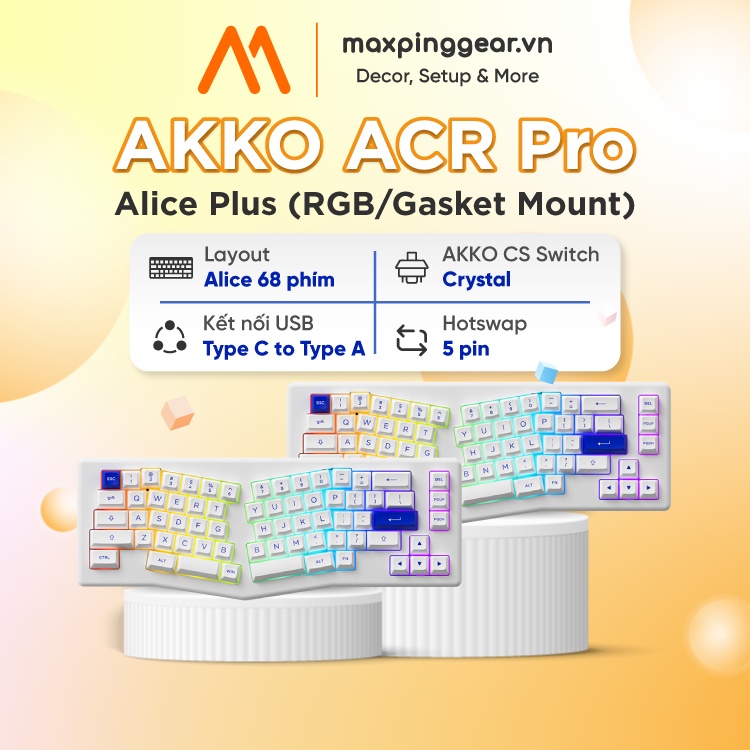 Bàn phím AKKO ACR Pro Alice Plus (Spray Painted White / RGB / Hotswap ...