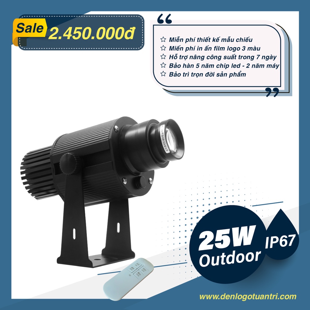 Đèn Chiếu Logo 25w chống nước, có kèm điều khiển từ xa | Tặng kèm thiết ...