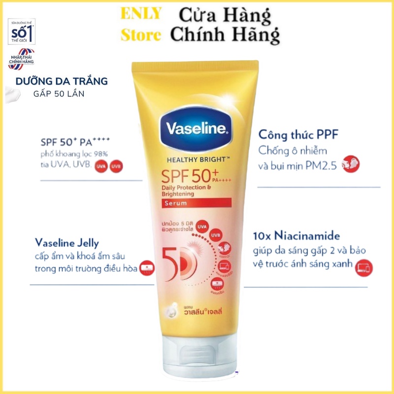 Kem Chống Nắng Body Vaseline 50X HEALTHY BRIGHT SPF50+ PA++++ Chống Nắng, Trắng Da Chuẩn Thái ...