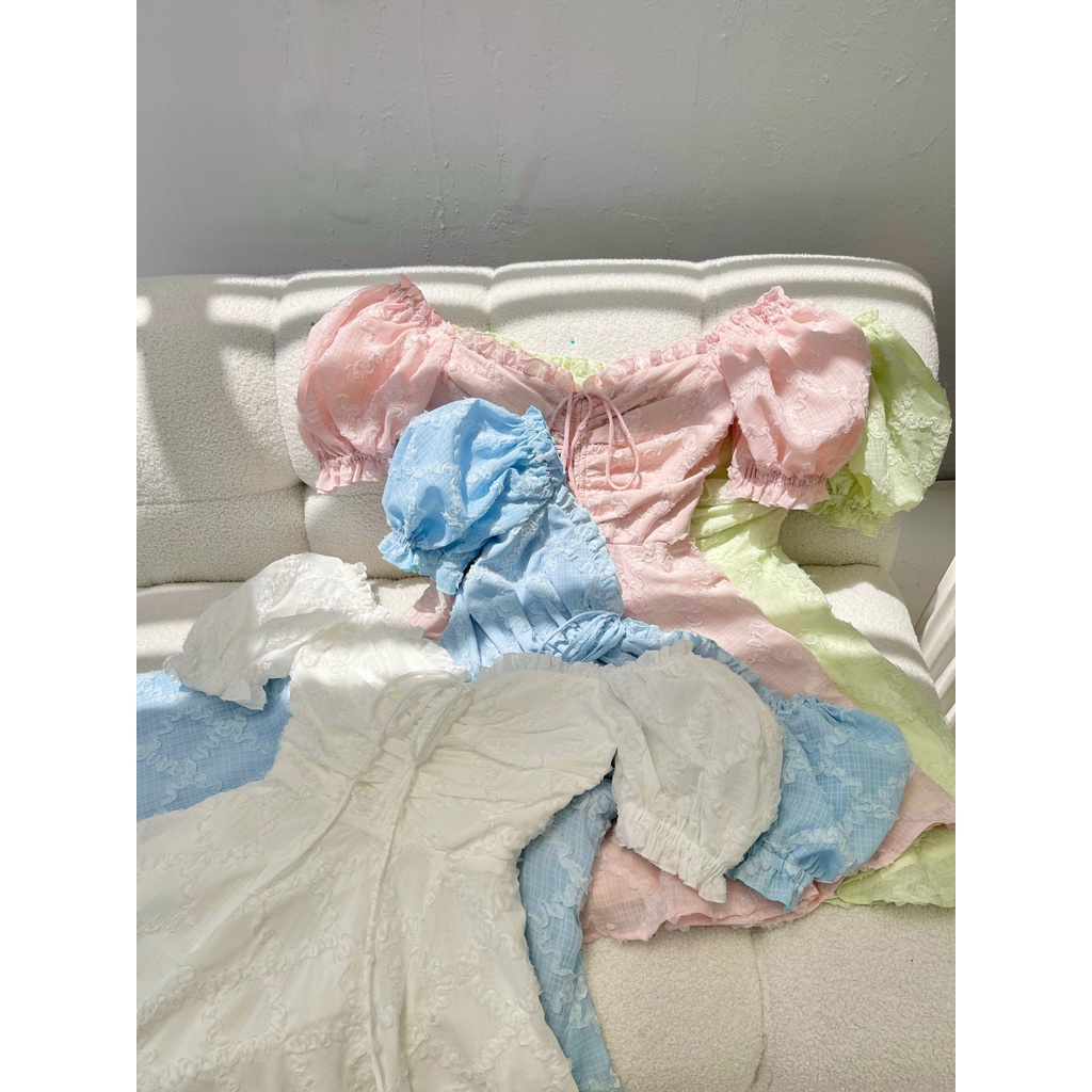 Đầm xòe tay nhún bồng, chất vải độc quyền cao cấp, phong cách nhẹ nhàng ...