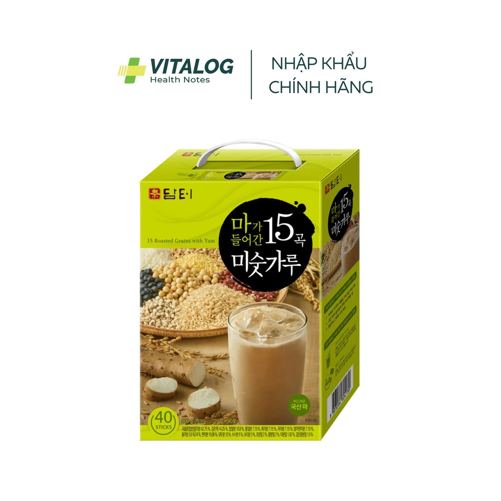 Bột Ngũ Cốc Dinh Dưỡng Damtuh Hàn Quốc Chính hãng 15 loại hạt - Hộp 800g (40 gói x 20g) | Shopee ...