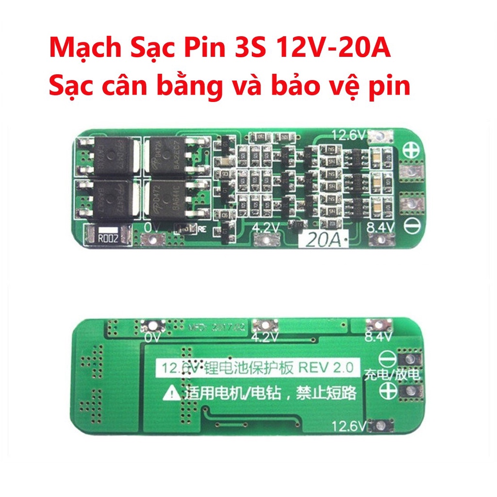 Mạch Sạc Pin 3S 12V-20A Sạc cân bằng và bảo vệ pin 18650 / Li-ion 3.7v ...
