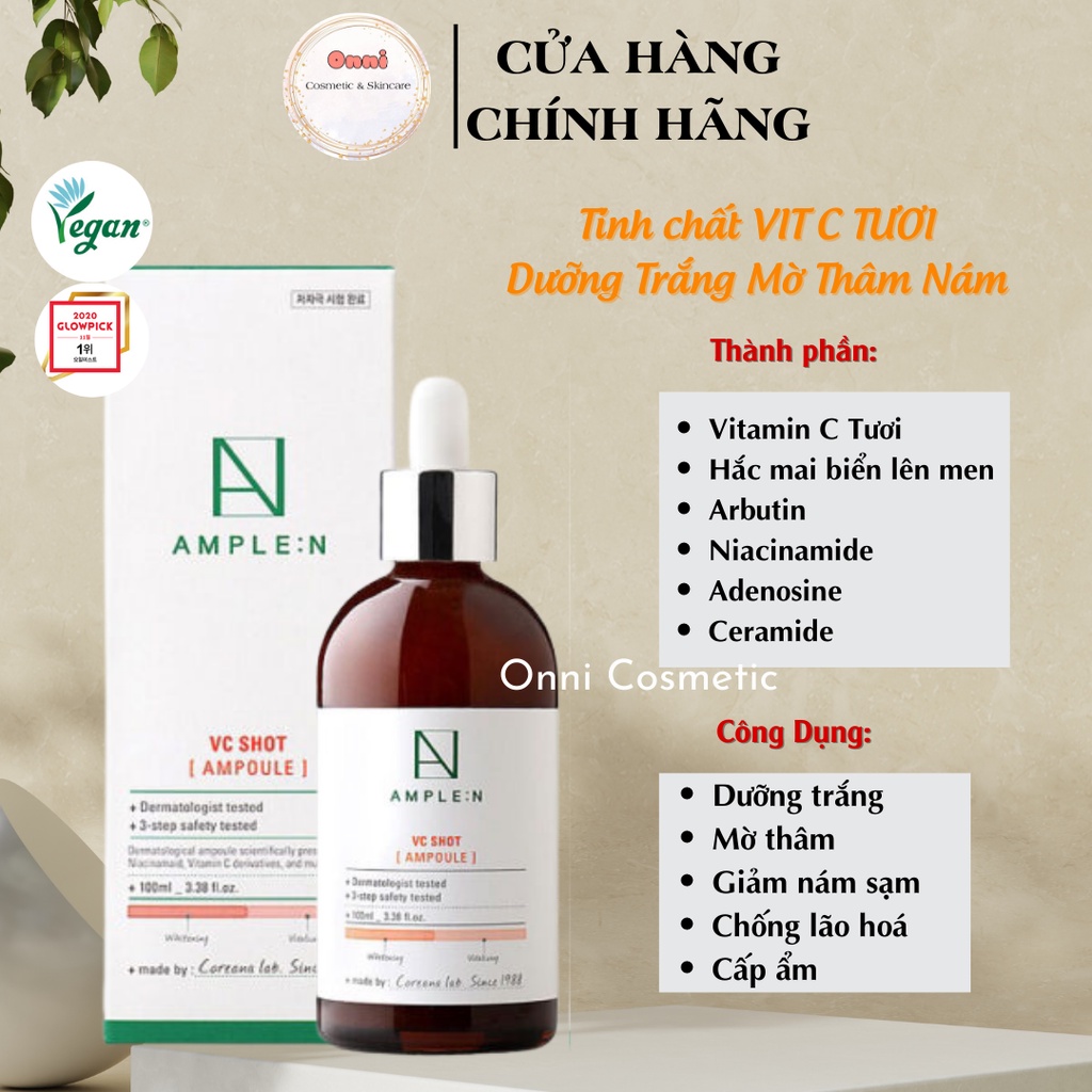 Tinh chất dưỡng trắng da Vitamin C AMPLE:N VC Shot Ampoule 100ml ...