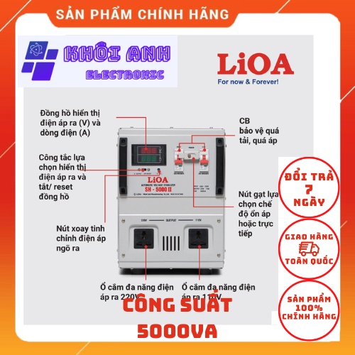 [CHÍNH HÃNG]Ổn Áp Lioa 1 Pha 5KVA (4000W) Dải Điện 150V - 250V...90V - 250V...50V - 250V ...