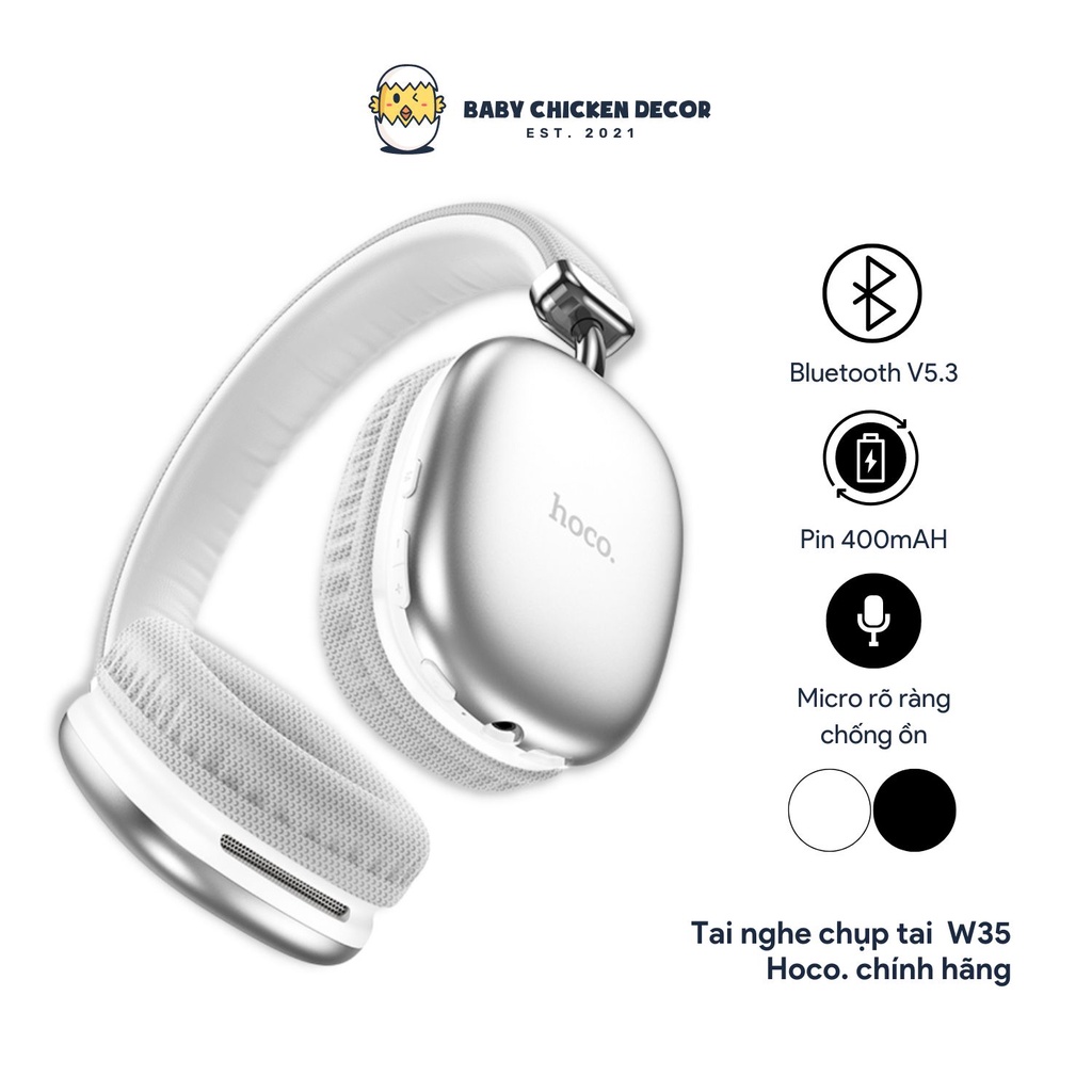 Tai Nghe Chụp Tai Hoco W35 Pin Siêu Trâu 40h, Bluetooth V5.3, Kiểu Dáng ...