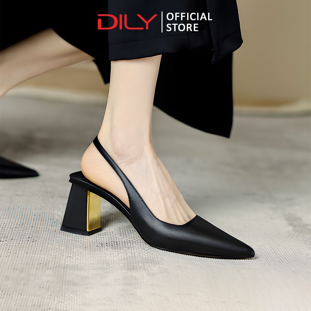 Giày cao gót nữ mũi nhọn gót vuông basic, giày slingback trang nhã cao ...