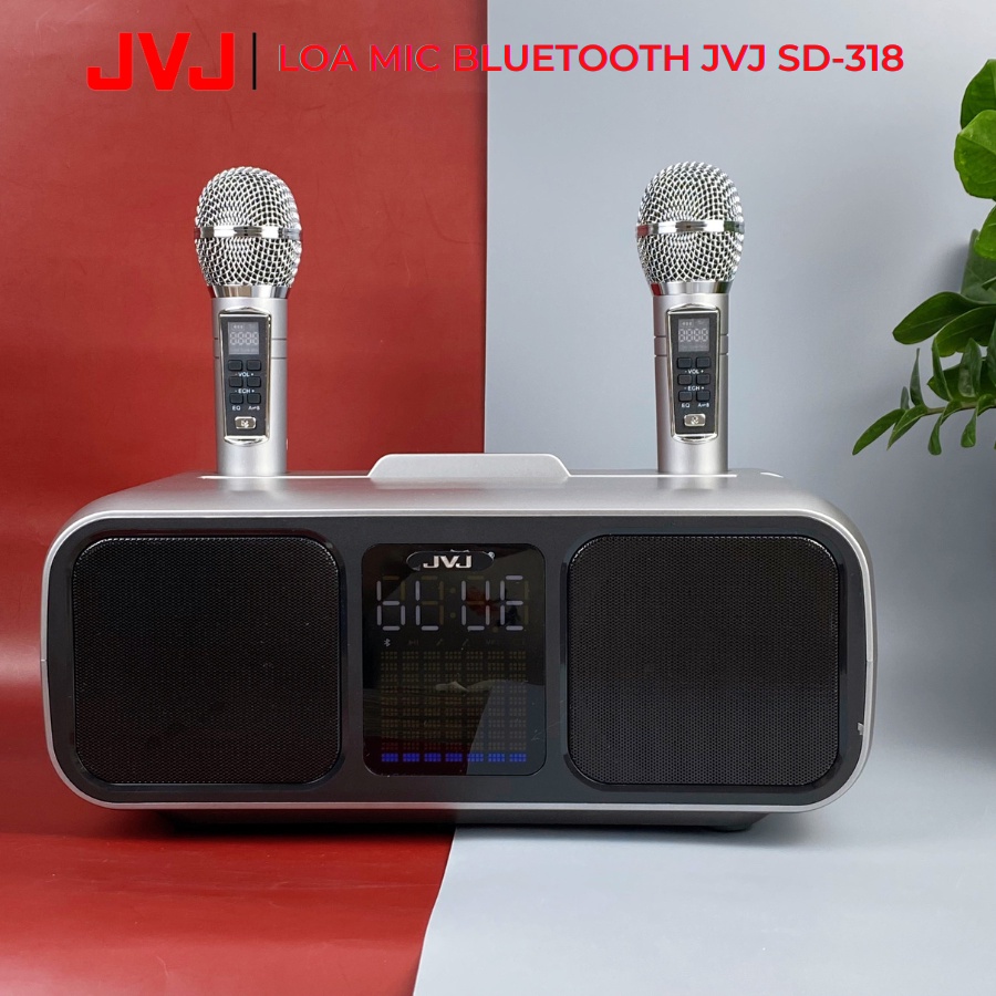 Loa bluetooth karaoke 2 mic SD-318 JVJ Không dây, kèm 2 mic công suất lớn 30W - Bảo hành 6 Tháng ...