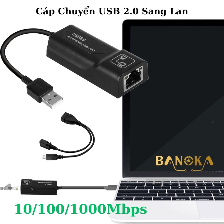 USB to Lan.Cáp Chuyển USB 2.0 Sang Lan Tốc Độ 10/100/1000 Mbps Gigabit ...