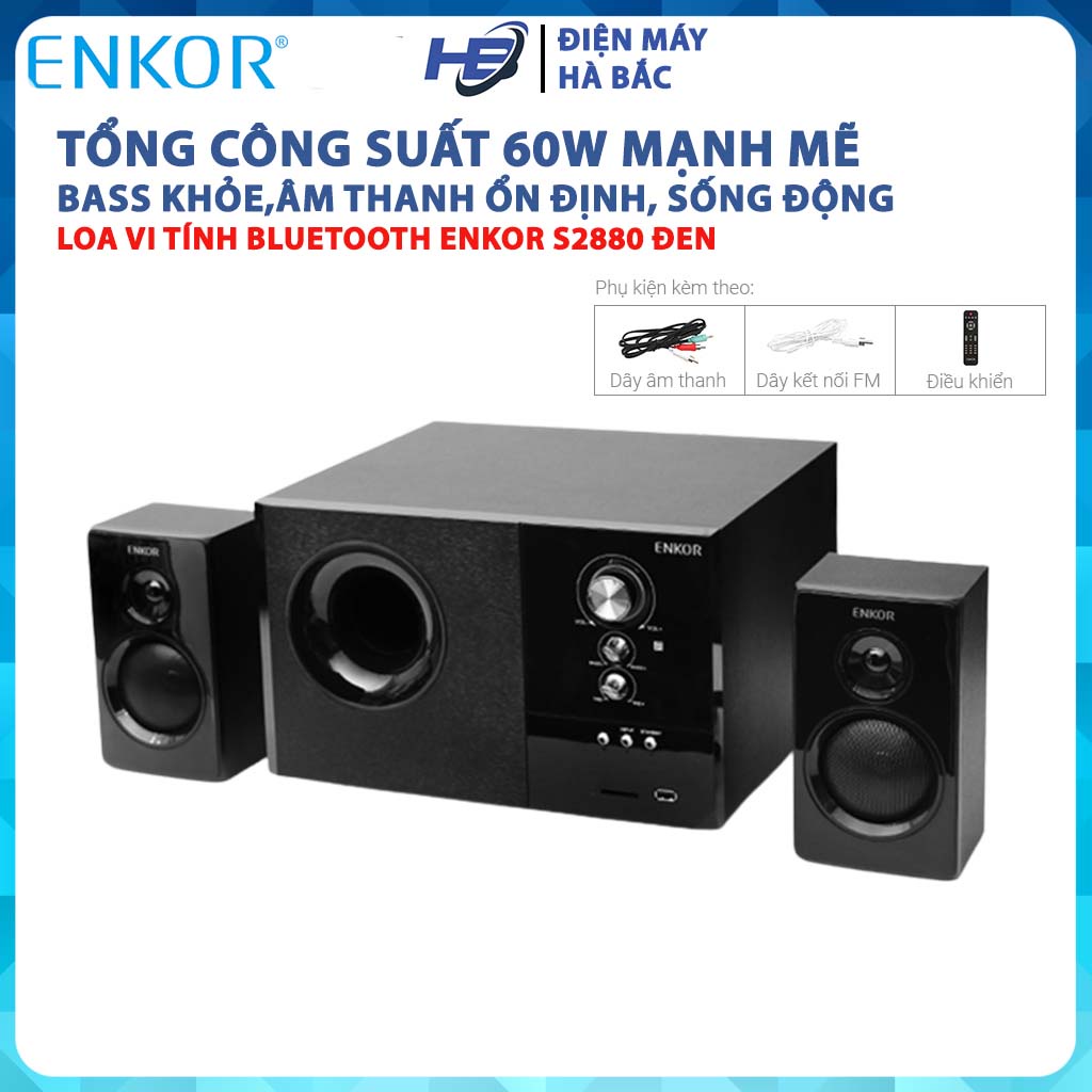 Loa vi tính Bluetooth Enkor S2880 Đen 2.1 Kênh 60W, BASS MẠNH ÂM THANH ...