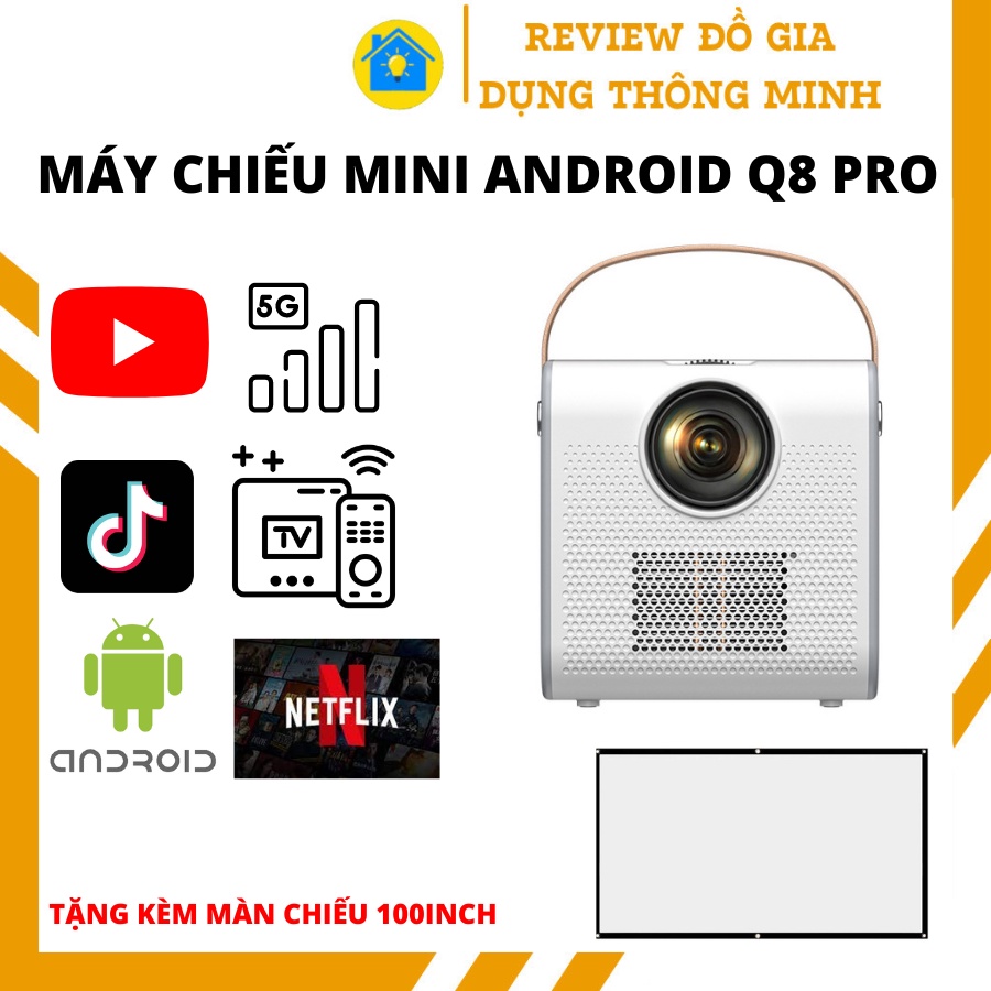 Máy chiếu mini Q8 PRO,máy chiếu Android kết nối không dây qua Wifi, hỗ ...