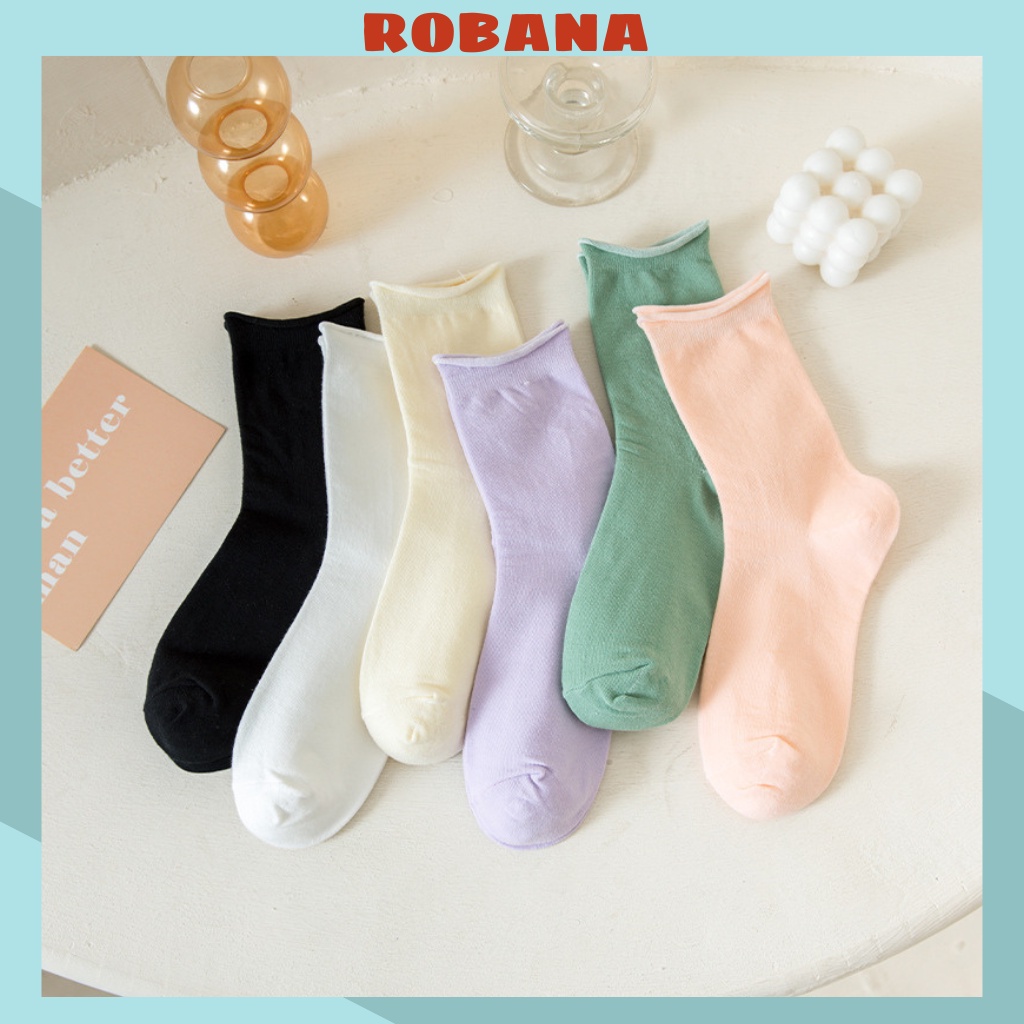 Tất vớ cổ cao nữ ROBANA nhiều màu cổ chun chất liệu thun co giãn 4 ...