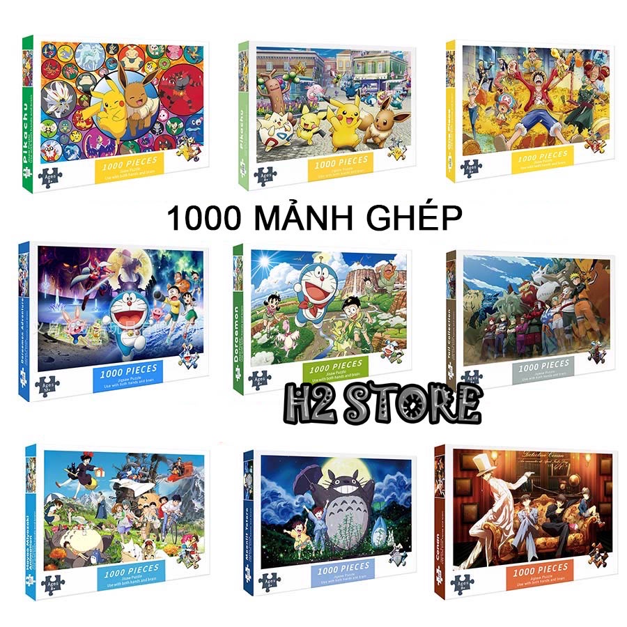 Tranh xếp hình 1000 mảnh - Ghép hình tranh 75x50cm - One Piece Doraemon ...