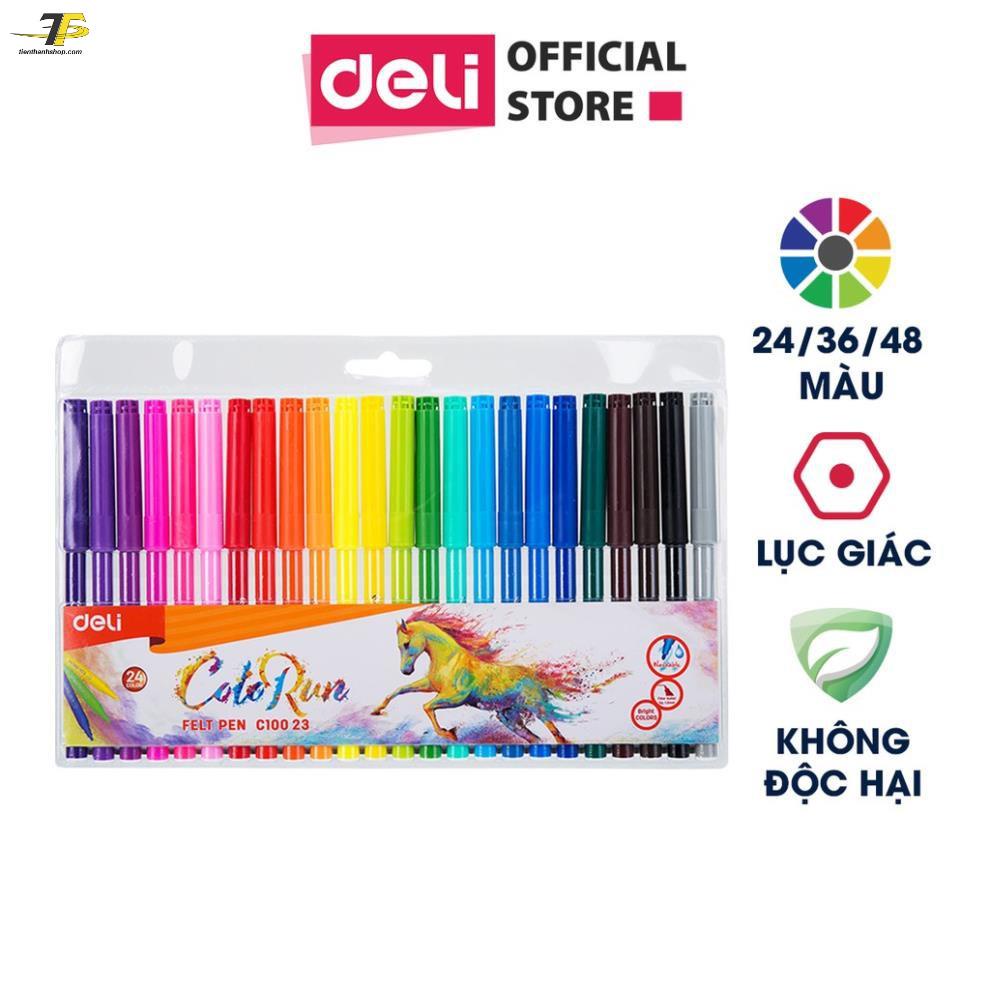 Bút màu nước 1.0mm Deli, 12 màu/18 màu/24 màu/hộp - EC10003/EC10013 ...