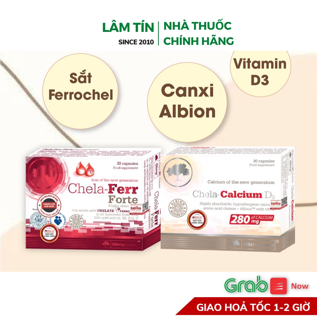 COMBO Sắt Chela Ferr Forte Và Canxi Chela Calcium D3 Cho Bà Bầu 14,4g ...