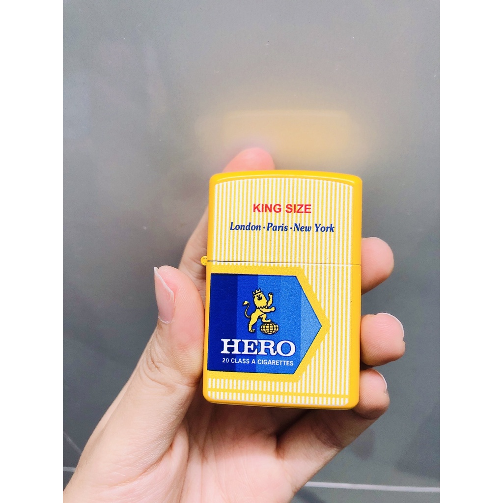 FREESHIP - bật-lửa-hộp-quẹt Vzipo 2 mặt hình gói HERO kim loại nguyên ...
