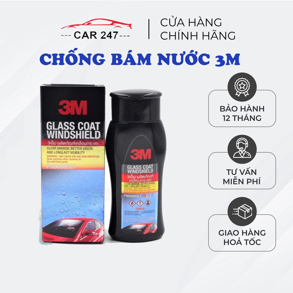 Chai chống bám nước trên kính xe 3M Glass Coat Windshield 08889 LT ...