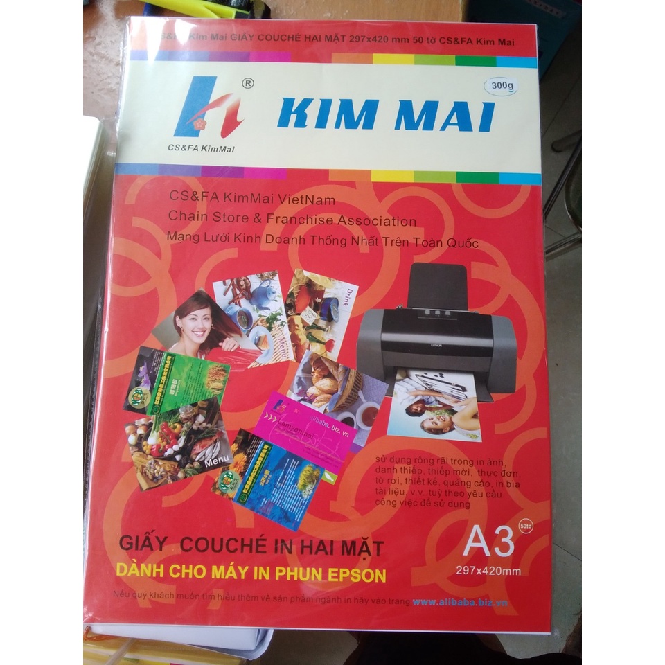 50 tờ Giấy In ảnh 2 mặt khổ A3 hãng Kim Mai Giấy Couche bóng định lượng 300gsm | Shopee Việt Nam