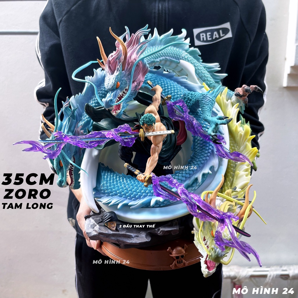 [35cm] Mô hình nhân vật Roronoa Zoro tam long Triple Dragon three ...