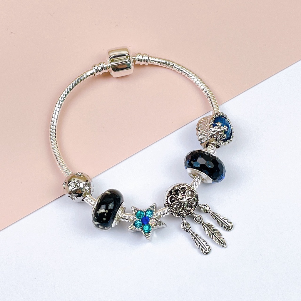 Vòng charm Pandora chuông gió ngôi sao màu xanh | Shopee Việt Nam