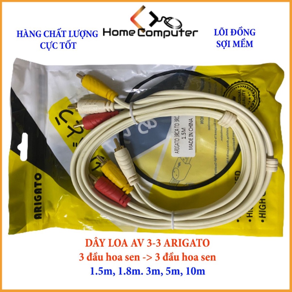 Dây Loa 3 Ra 3, dây av audio 6 đầu hoa sen, dài 1.5m 1.8m 3m 5m 10m Arigato lõi đồng, mềm, chất ...