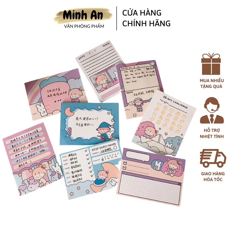 Giấy note hình cô gái Nhật dễ thương, giấy ghi chú 50 tờ nhiều mẫu xinh ...