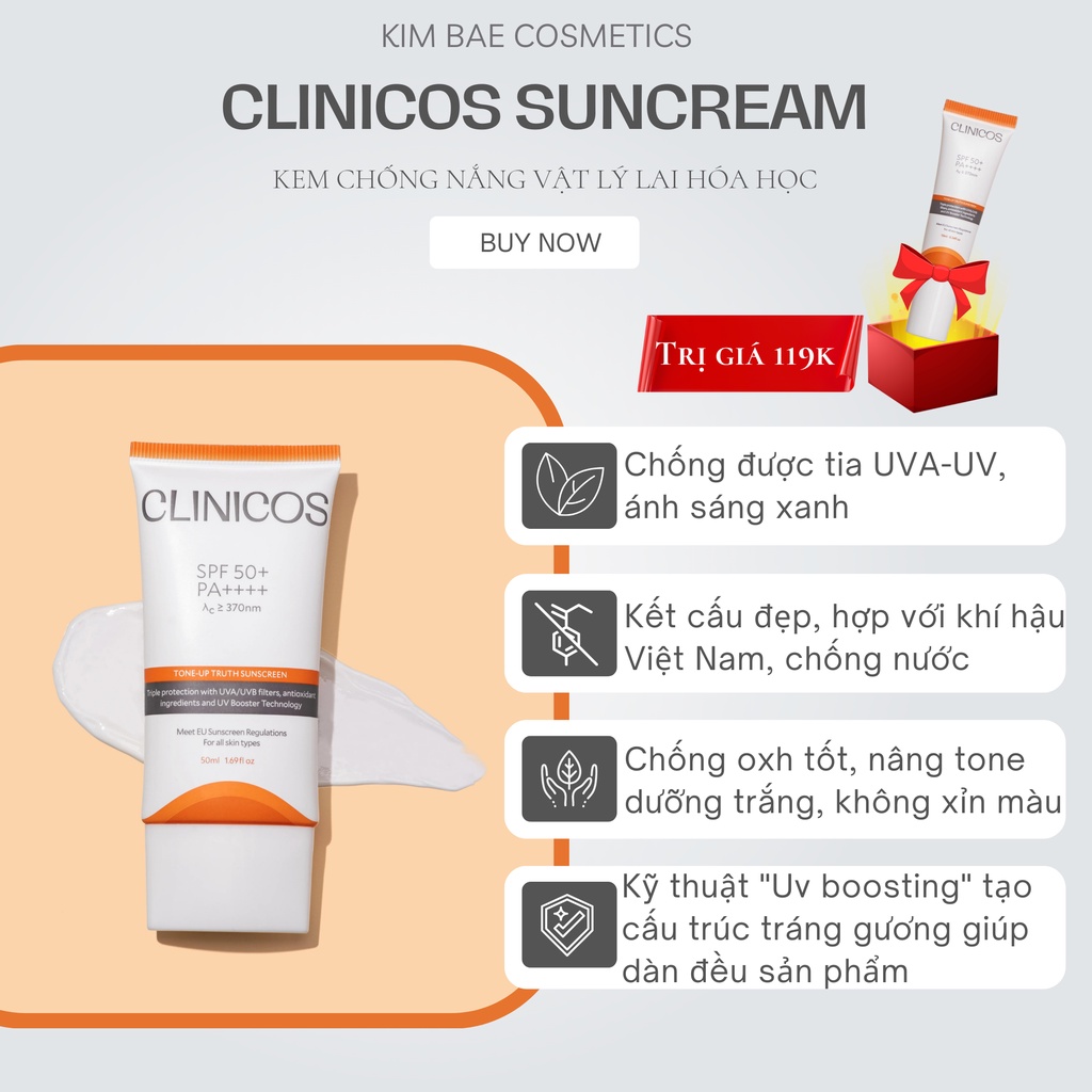 kEM CHỐNG NẮNG NÂNG TÔNG TỰ NHIÊN CLINICOS TONE-UP TRUTH SUNSCREEN SPF ...