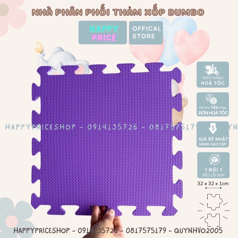 Thảm xốp ghép DUMBO MAT trơn kích 62*62cm lắp lọt lòng 60*60cm (cao cấp ...