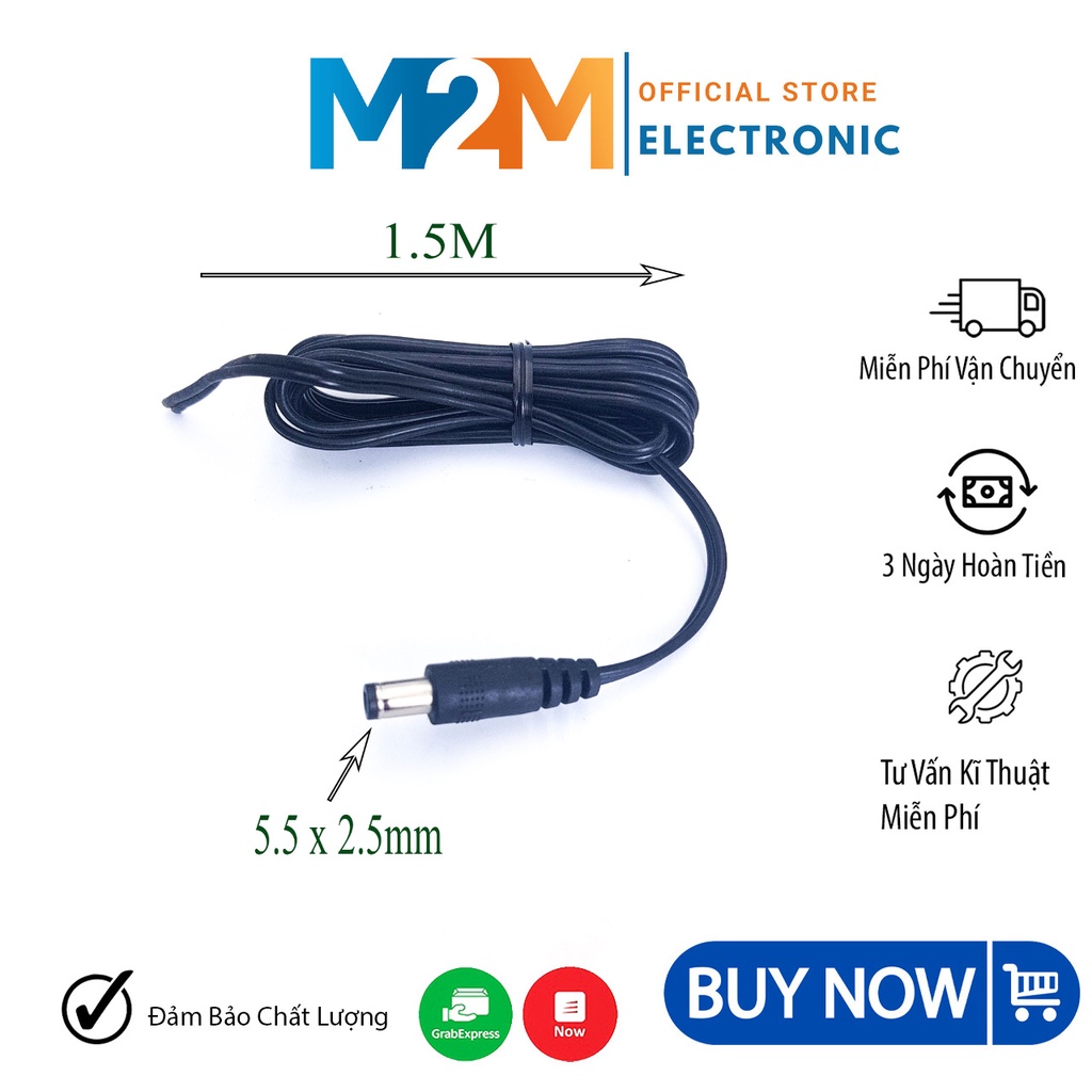 Dây Nguồn có Jack DC 5.5x2.5MM Dài 1M dây DC lõi to chịu dòng 5-7A 5.5 ...