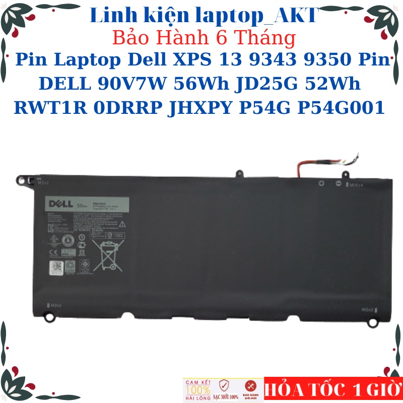 [PIN ZIN] Pin Laptop Dell XPS 13 9343 9350 Pin DELL 90V7W 56Wh JD25G ...