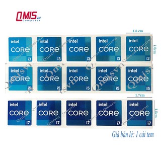 01 CÁI TEM LOGO INTEL CORE I3 I5 I7 I9 Gen 11, Gen 12, Gen 13; Tem Core ...