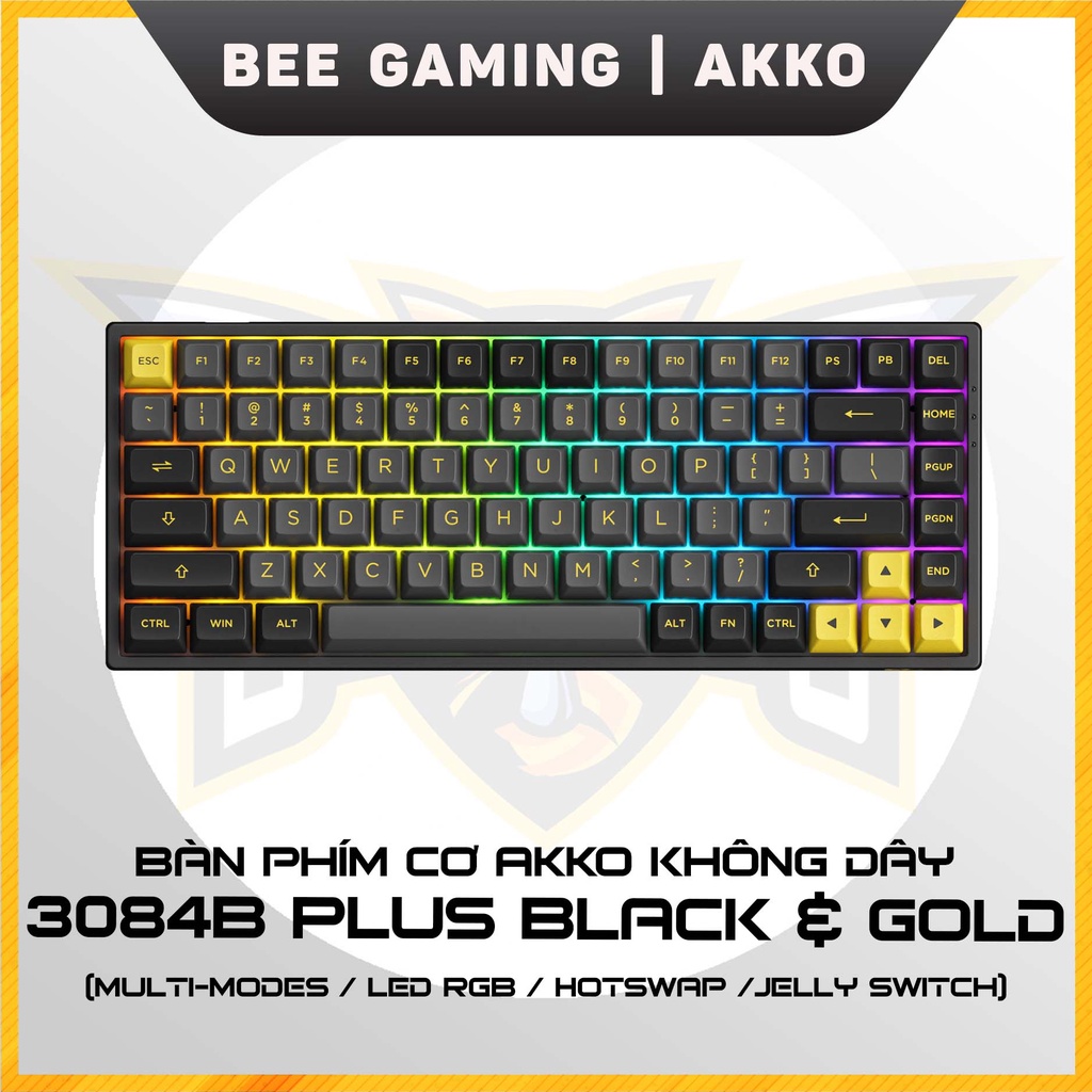 Bàn phím cơ AKKO không dây 3084B Plus Black Gold (Hotswap - RGB - Multi-modes) | Shopee Việt Nam