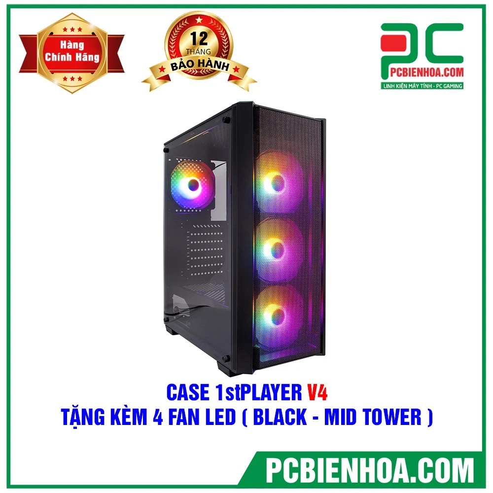 CASE 1STPLAYER V4 - TẶNG KÈM 4 FAN LED ( WHITE - MID TOWER ) | Shopee ...