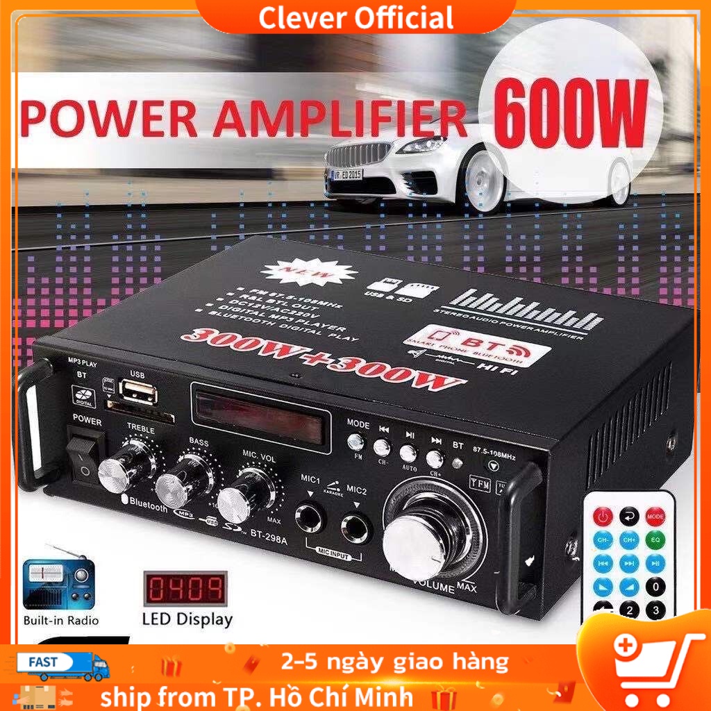 Ampli Mini Bluetooth, Amply Karaoke BT-298A Công Suất Lớn Loa Bass Max ...
