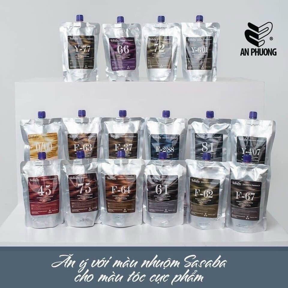 THUỐC NHUỘM TÓC PHỦ BẠC SASABA TỰ CÂN BẰNG NHIỀU KHÚC MÀU TÚI 450ML ...